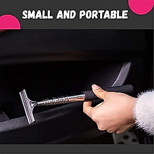 Portable Retractable Rear-View Mirror Wiper, Length Up to 98cm, Car Snow Scraper and Brush Shovel, Waterproof Anti-Fog Glass Mirror Cleaning Supplies (Black)