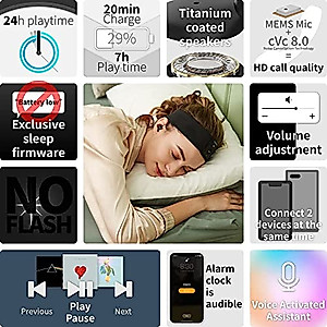 GoNovate Sleep Headphones Bluetooth Headband for Side Sleeper with 24-Hour Playtime -2023 Updated Version 1 Size for All -World's First Headband Wireless Earbuds for Sleeping
