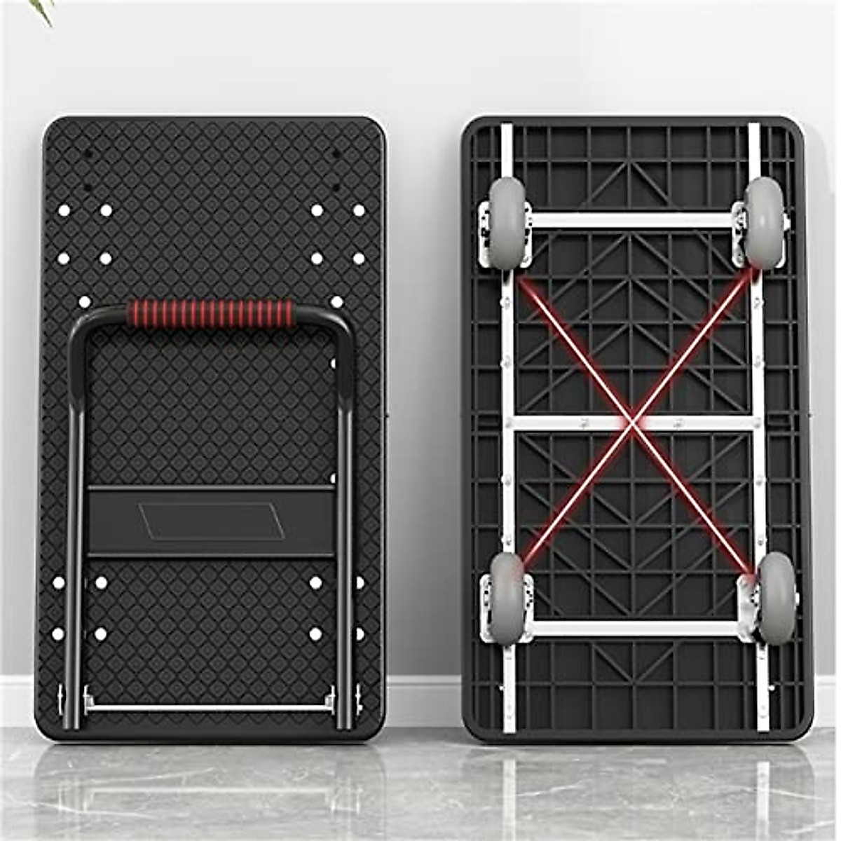 Folding Platform Cart, Rolling Flatbed Cart Hand Platform Truck Push Dolly Heavy Duty Space Saving Collapsible/550 Lb. Load Capacity/for Loading