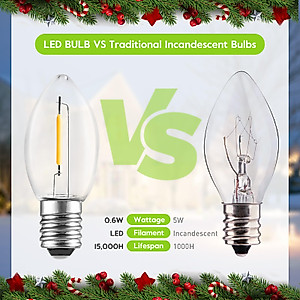 8 Pack C7 LED Night Light Bulbs, C7 E12 Candelabra Christmas Replacement Bulbs, Salt Lamps Window Candles Chandeliers Replacement Bulbs,0.6W Equivalent 4W 5W 6W 7W Incandescent Bulbs, Warm White