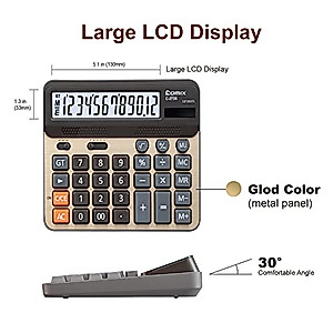 Comix Desktop Calculator, Large Computer Keys, 12 Digits Display, Champaign Gold Color Panel, C-2735
