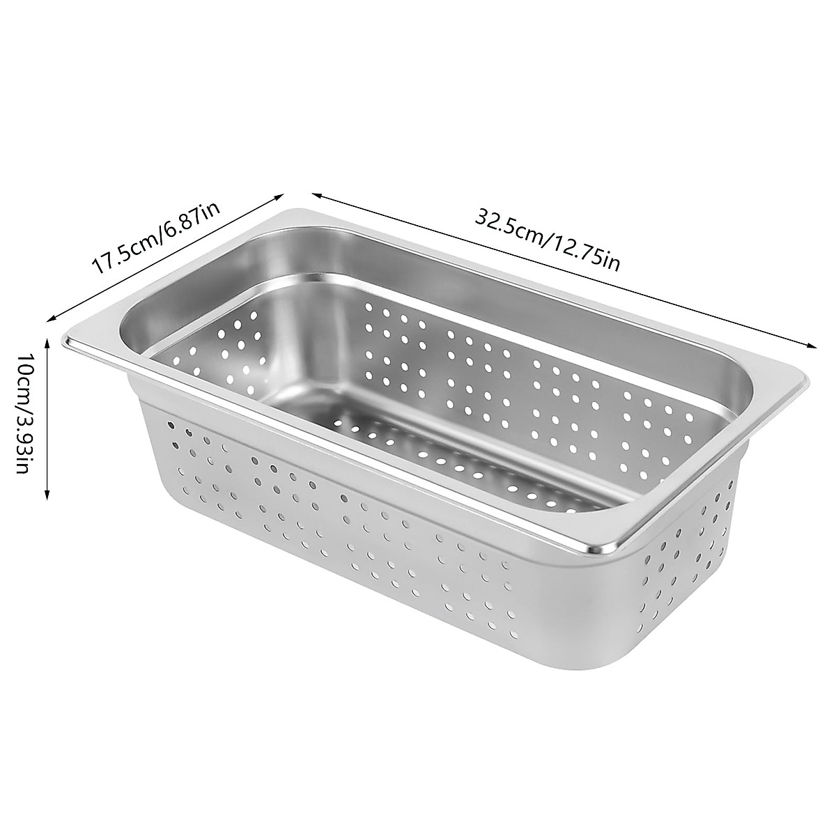 DYNAMI 2-Pack Anti-Jam Perforated Stainless Steel Steam Table Pan, 1/3 Size, 4" Deep Commercial Chafing Steam Table Pan Hotel Pans,Catering Food Pan (2-Pack,1/3 Size, 4" Deep)