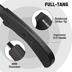 WORKPRO Hunting Knife and Hatchet Axe Combo Set - Full Tang Fixed Blade Tactical Knife and Camping Axe - Survival Knife and Camping Hatchet with Sheathes - Tactical Knife and Survival Axe for Men