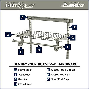 ClosetMaid Support Bracket for SuperSlide Hanging Bar Closet Rod, for Wire Shelving, Nickel Finish