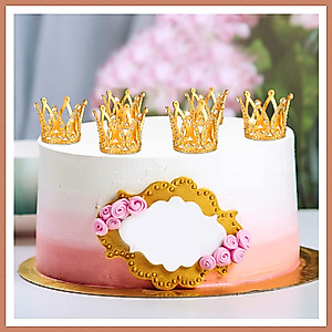 24 Pcs Crown Cake Topper Mini Baby Crown Tiny Queen Crown Small Princess Headpiece Cake Decoration for Women Lady Girl Bridal Wedding Royal Themed Baby Shower Decor Birthday Party (Gold)