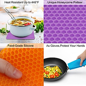 6 Pack Silicone Trivet Mat, Silicone Trivets for Hot Pots and Pans, Multipurpose Non-Slip & Heat Resistant Silicone Hot Pad for Kitchen Counter