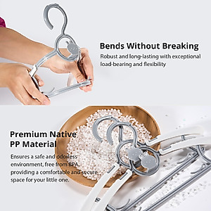 Baby Hangers, 60PCS Kids Hangers, Extendable & Stackable Baby Hangers, Grey Toddler Hangers for Baby Toddler Children Kids Teen, 11 14Inch Non-Slip Plastic Kid Hangers, Baby Clothes Hangers