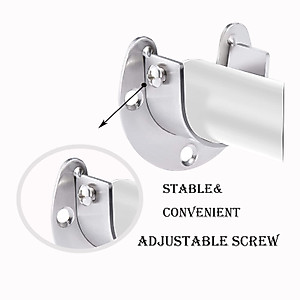 Hayeastdor 4 Packs Closet Rod Brackets, 1-1/4 Inch Closet Rod Support, Stainless Steel Curtain Rod Holders, Flange Set Closet Pole Holders with Screws, U-Shaped Open Type Closet Rod Brackets, Silver