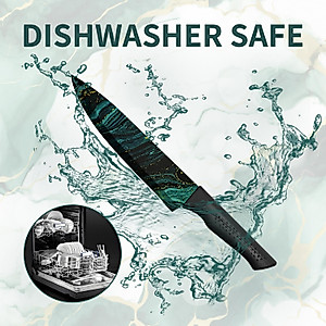 HUNTER.DUAL Knife Set, 12-PC Colorful Kitchen Knife Set, 6 Sharp Kitchen Knives with Covers for Cooking, Cutting&Chopping, Greenstone