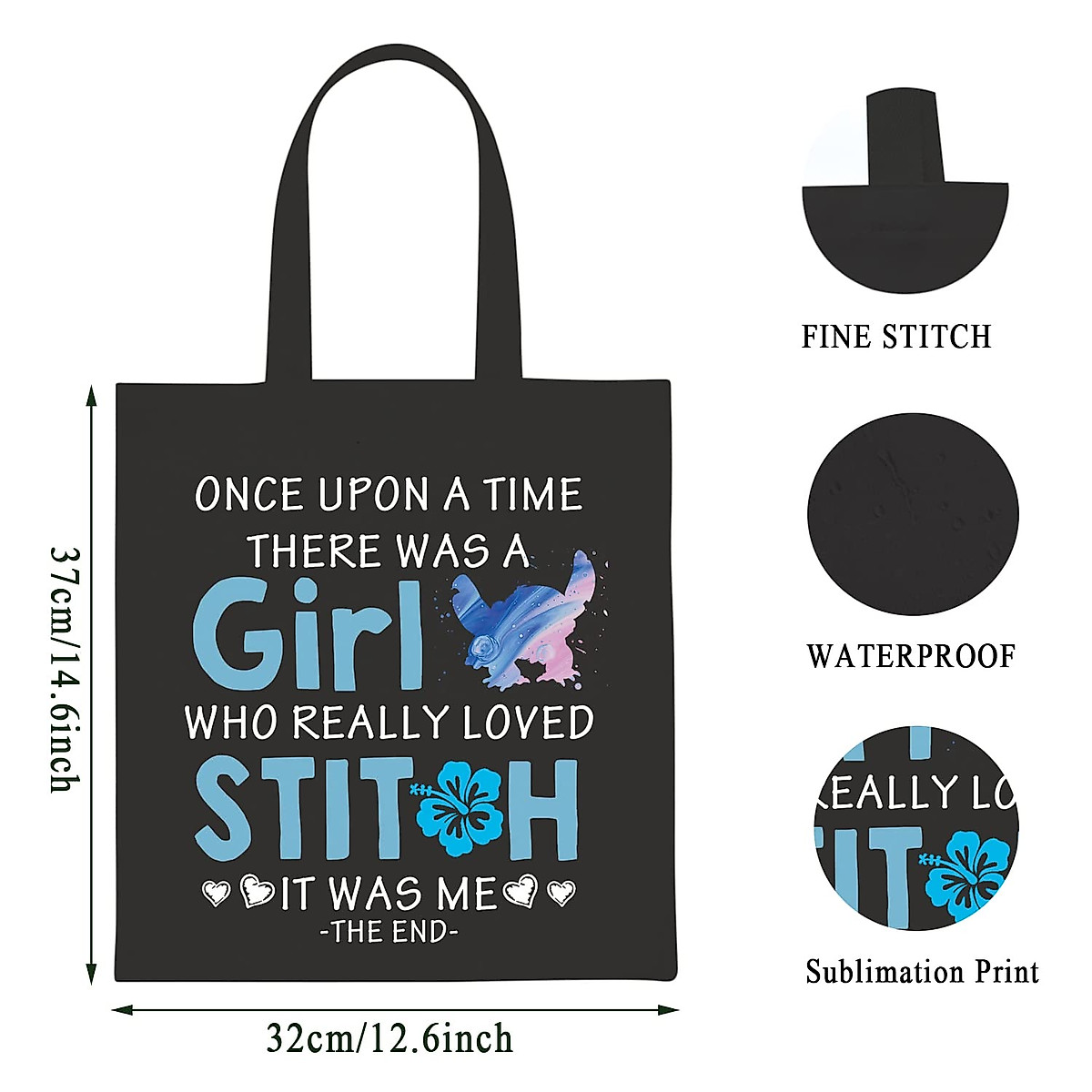 WCGXKO Cartoon Lover Gift There Was A Girl Who Really Loved Cute Themed Tote Bag (Really Tote Black)