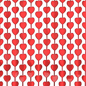 Mosoan 2 Pieces Red Heart Foil Fringe Curtains - 3.3 FT x 6.6 FT Red Heart Streamer for Valentines Party Decorations - Red Fringe Backdrop for Valentines Decor Birthday Wedding Baby Shower