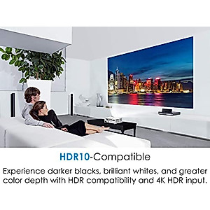 Optoma GT1090HDRx Short Throw Laser Home Theater Projector | 4K HDR Input | Reliable Lamp-Free Operation 30,000 Hours | Bright 4,200 Lumens for Day and Night Viewing