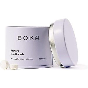 Boka Travel Size Mouthwash Tablets - Hydroxyapatite, Fluoride/Alcohol Free & Eco-Friendly - Chewable Tablet to Freshen & Kill Bad Breath Quickly, Remineralize Teeth Cleansing - 90 Pack