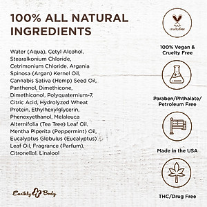 Earthly Body Miracle Oil Tea Tree Conditioner, 16 oz. - Detangles, Tames Frizz & Nourishes Roots - Tea Tree, Hemp Seed, Argan & Eucalyptus Oils - 100% Vegan, Cruelty Free