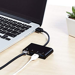 Amazon Basics 4-Port Adapter With 3 USB 3.0 USB-A Ports & 1 RJ45 Gigabit Ethernet Port, Black