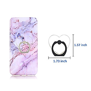 lenoup Transparent Heart Cell Phone Ring Holder Kickstand,360 Rotation Clear Heart Cell Phone Finger Ring Grip Stand for Phones,Pad