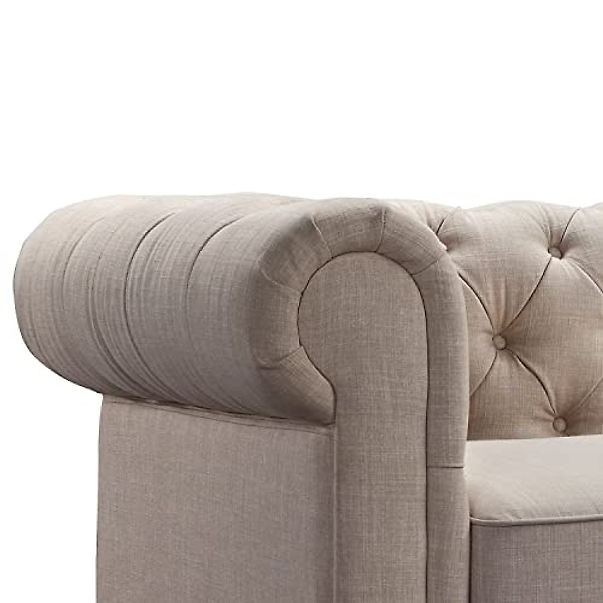 Rosevera Genevieve Upholstered Fine Polyester Collection Tufted Loveseat Couch, Contemporary Chesterfield Armrest,Sectional Sofa for Living Room Apartment, 3SEAT, Beige 3SEAT