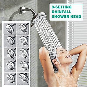 Esnbia Shower Tub Kit, Tub and Shower Faucet Set（Valve Included) with Rain Shower Head and Tub Spout, Single-Handle Tub and Shower Trim Kit,Chrome