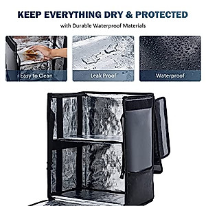 CO-Z 35L Food Delivery Backpack, Insulated Hot Pizza Catering Thermal Backpack, Cooler Backpack with 3 Dividers and Cup Holders, Waterproof Hot Cold Grocery Backpack for Uber Eats, Camping & Beach