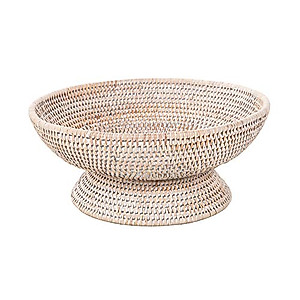 Kouboo La Joll Rattan Fruit Bowl, Large, White-Wash