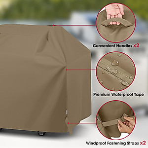 Unicook 50 Inch Grill Cover for Weber Charbroil Nexgrill etc, BBQ Grill Cover for Outdoor Grill, Heavy Duty Waterproof BBQ Cover with Sealed Seam, Fade Resistant Barbecue Cover, Neutral Taupe