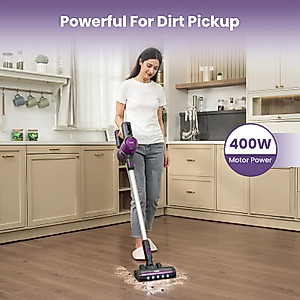 Cordless Vacuum Cleaner for Home | 400W Powerful Stick Vacuum | Long Runtime Detachable Battery | LED Display | Deep Clean for Hard Floor Carpet