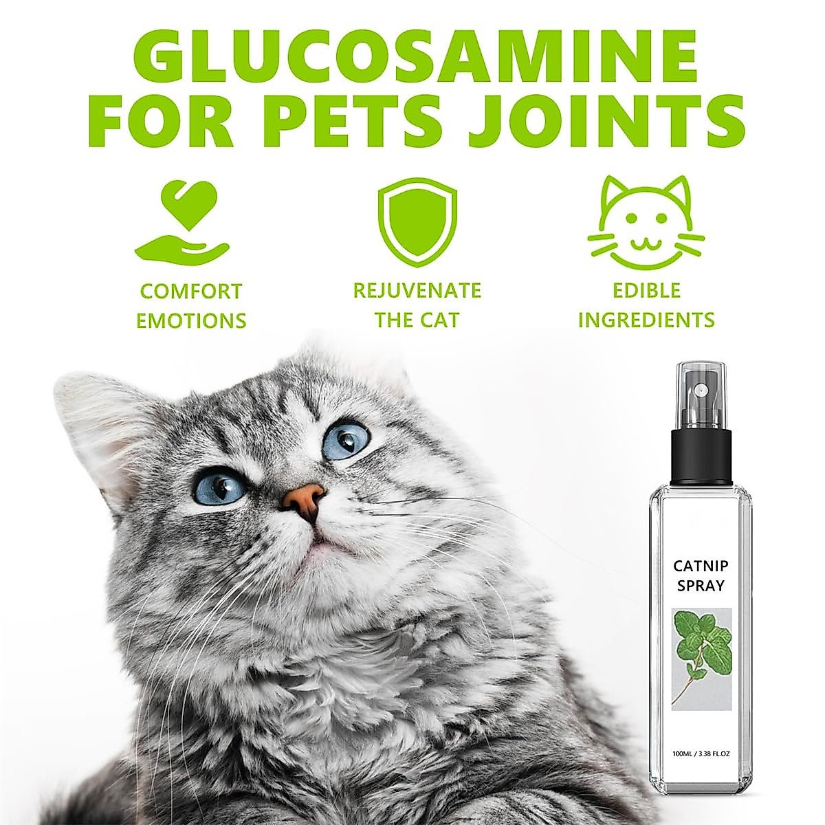 GRYPIT Joycat Spray, Herbal Cat Joy Spray, 100ml Pets Catnip Spray, Cat Scratching Spray Mist, Cat Anxiety Relief, Catnip Silvervine Blend, Catnip Oil for Cats,Anti Scratch Cat Spray (3 Bottle)
