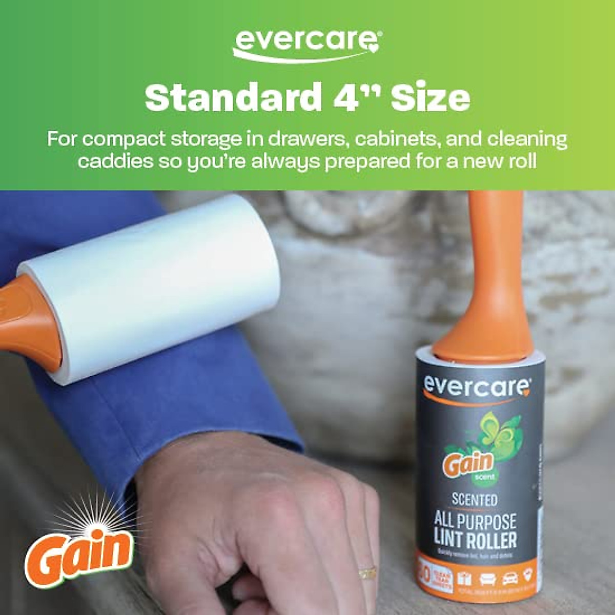 Evercare Pack of 6 Gain Scented All-Purpose Lint Roller Refill Rolls, 60 Sheets Each Multicolor