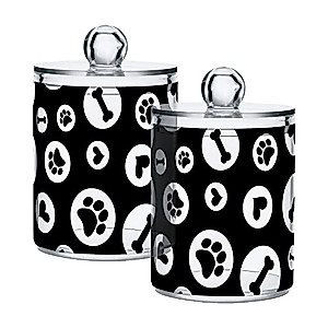 Love Paw Imprint Acrylic Jars 2/4 Pack of 12 oz, for Bathroom Canister Storage Organization, Vanity Makeup Organizer