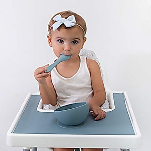 Mango Co. High Chair Placemat for Antilop Baby High Chair - BPA Free, Dishwasher Safe, Silicone Placemats - Finger Foods Placemat for Toddler and Baby (Ether Blue)