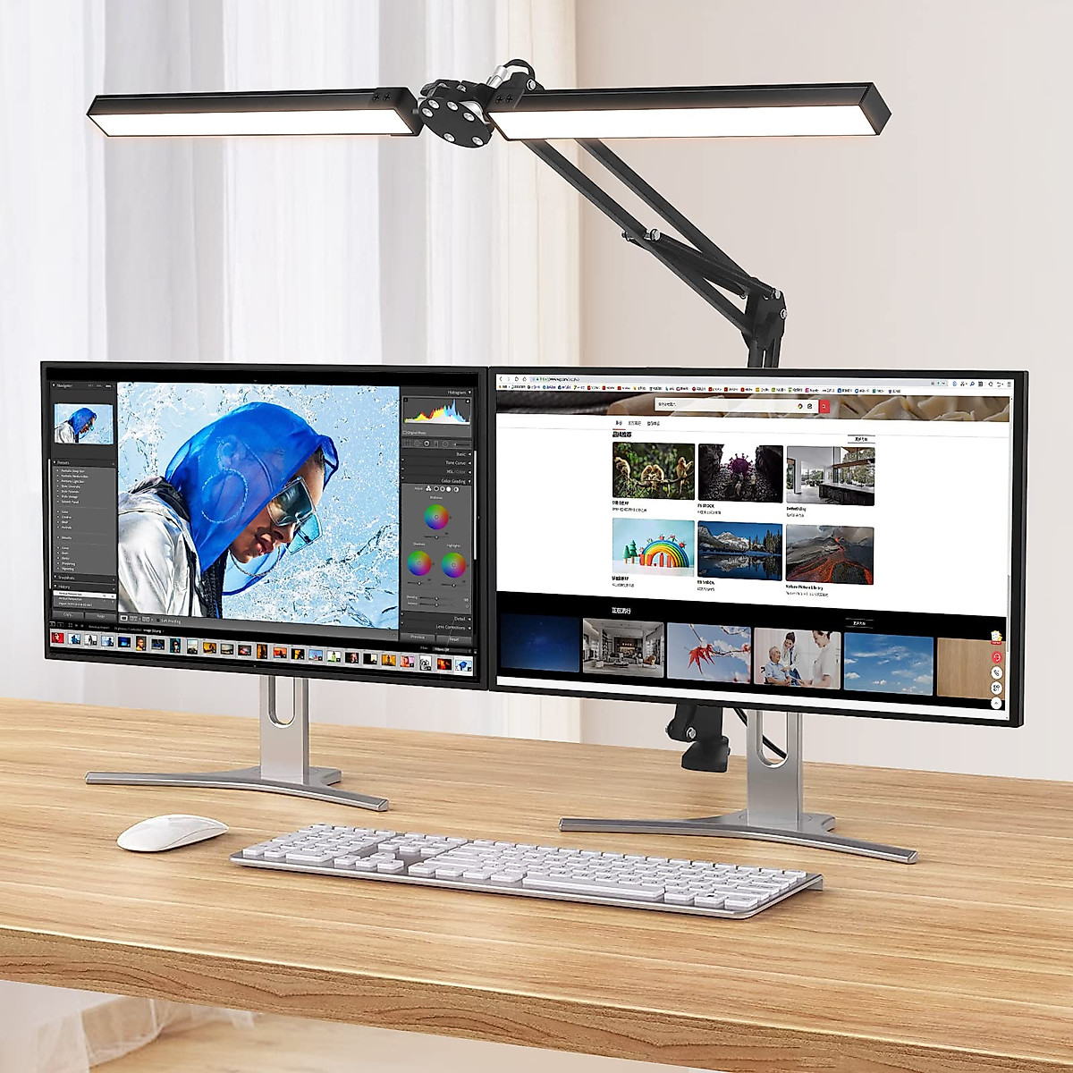 EOOKU LED Desk Lamp, Extended Swing Arm Desk Lamps for Home Office, 24W Architect LED Table Lamp, 14.2'' Adjustable Gooseneck Arms, Eye-Caring Black Desk Lamp