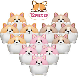 Skylety 12 Pcs 5" Mini Dogs Stuffed Bulk Animal Puppy Party Favor Cute Soft Plush Dog Toy Valentines Gift for Kids Classroom(Cute Style)