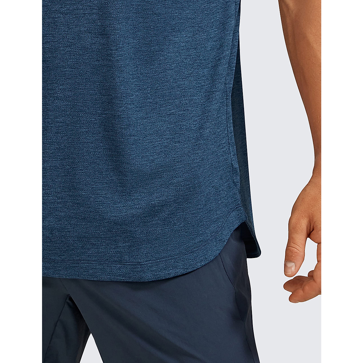 CRZ YOGA Men's Lightweight Short Sleeve T-Shirt Quick Dry Workout Running Athletic Tee Shirt Tops Ocean Blue Heather XX-Large