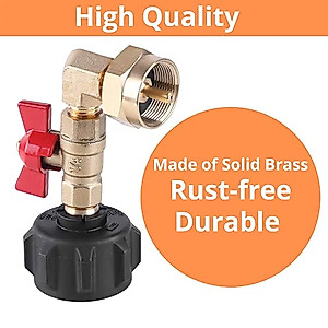 QCC1 Propane Refill Elbow Adapter for Small Propane Tanks, 90 Degrees Propane Refill Adapter Coupler with ON-Off Control Valve LP Gas Refill Fits for Camping Grill, BBQ Party 1 LB Tank Cylinder