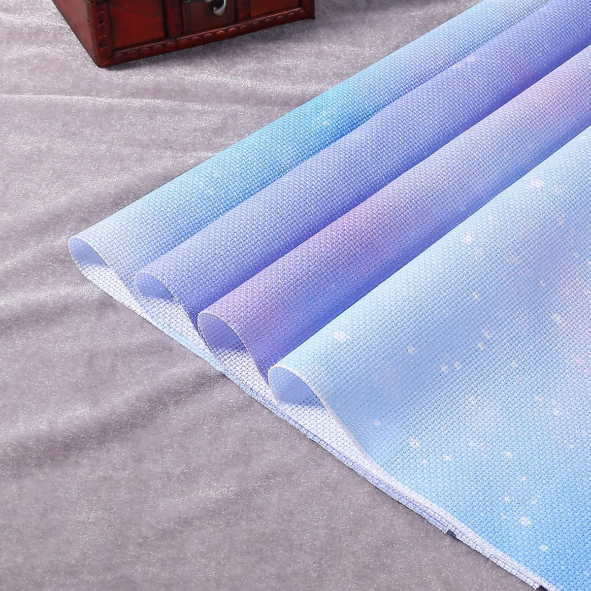 Pllieay 4 Pieces Printed Aida Cloth 14 Count Cross Stitch Fabric, Embroidery Cloth, 18 x 12 Inch, Starry Sky Printed Patterns