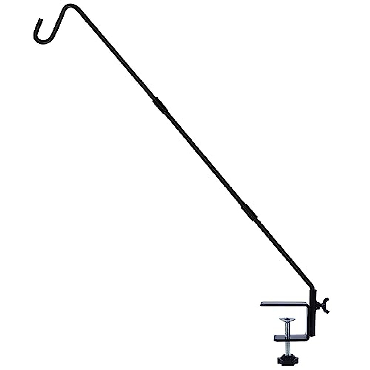 Juegoal Heavy Duty Deck Hook with 2 Inch Non Slip Clamp, 25 to 36 Inch Extended Reach Deck Hook, Adjustable Rail Pole Plant Bracket for Hanging Bird Feeder, Plants, Lanterns, Wind Chimes