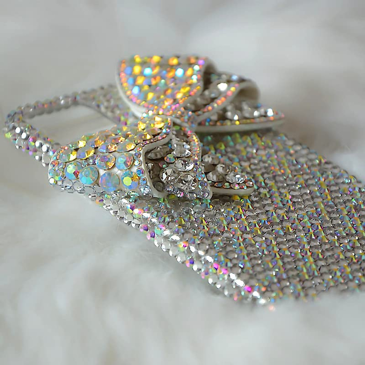 redecarie Cute Bow Case for Samsung Galaxy S9 Plus,Bling Glitter Diamond Crystal Rhinestone Women Girls Kids Shiny Sparkle with Flowers Lanyard Clear Protective Phone Case,Silver Bow