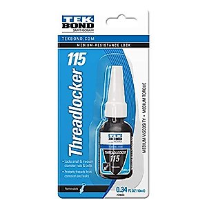 Tekbond Threadlocker Adhesive, Blue Threadlocker with 115 Medium Strength.34oz (Pack of 1)
