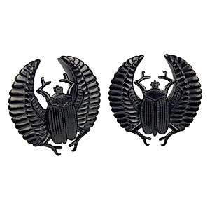 Mystic Metals Body Jewelry Pair of 316L Stainless Steel Scarab Beetle Saddle Spreaders (PS-302) (0g (8mm), Black)