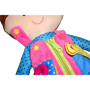 June Garden 15.5" Dressy Friends Belle - Educational Stuffed Plush Doll for Kids and Toddlers 2 Years and Up - Montessori Buckle Soft Toy