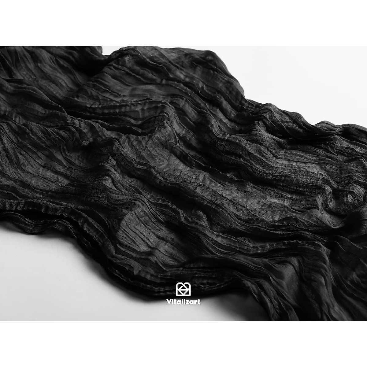 Vitalizart Cheesecloth Table Runner 10ft Gauze Boho Rustic Black Cheese Cloth Table Runner for Wedding Bridal Shower Fall Thanskgiving Decoration 120 Inches