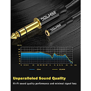 SOLMIMI 1/4 to 3.5mm Adapter, 6.35mm Male to 3.5mm Female Stereo Adapter, Lossless 3.5mm to 1/4 Adapter, Headphone Jack Adapter for Mixer Guitar Piano Amplifier Speaker or More - Matte Black(30cm)
