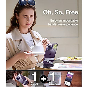 TORRAS for iPhone 14 Pro Max Case Clear with Stand [10FT Military Grade Shockproof] [3-Way Built-in Kickstand] Anti-Yellowing & Protective iPhone 14 Pro Max Phone Case, Diamond Clear