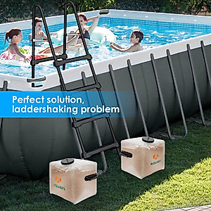 𝟐𝐏𝐜𝐬 𝐔𝐩𝐠𝐫𝐚𝐝𝐞𝐝 Pool Ladder Weights - Universal Pool Steps Weights for Above Ground Pools, Fillable Pool Weights for Ladders SandBags Container for Swimming Entry Systems