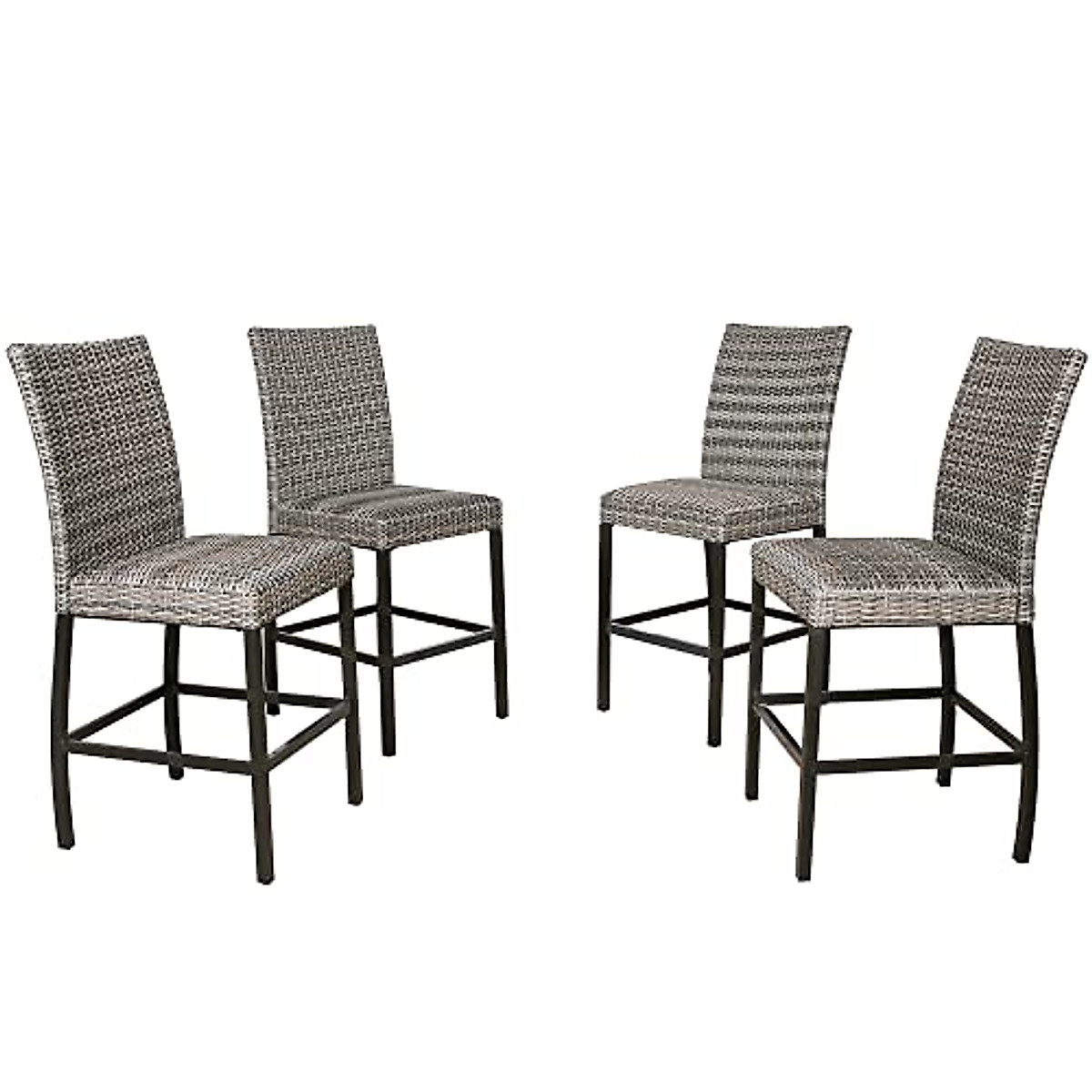 Patio Tree Outdoor Bar Stools Wicker Padded Patio Bar Chairs, Set of 4, 4 Packs (970246)