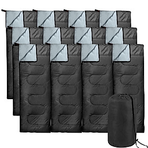 Sleeping Bags Bulk 10 Pack Envelope Sleeping Bags, 4 Seasons Warm or Cold Lightweight Indoor Outdoor Sleeping Bags for Adults, Backpacking, Camping
