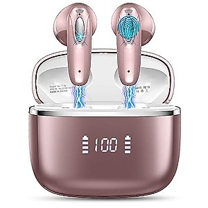 Wireless Earbuds, Bluetooth Earbuds with 4 HD Mic, 2023 Light Weight in-Ear Bluetooth 5.3 Headphones, 40Hrs Playtime Ear Buds with LED Charging Case/IP7 Waterproof/Sport Earphones for Android iOS