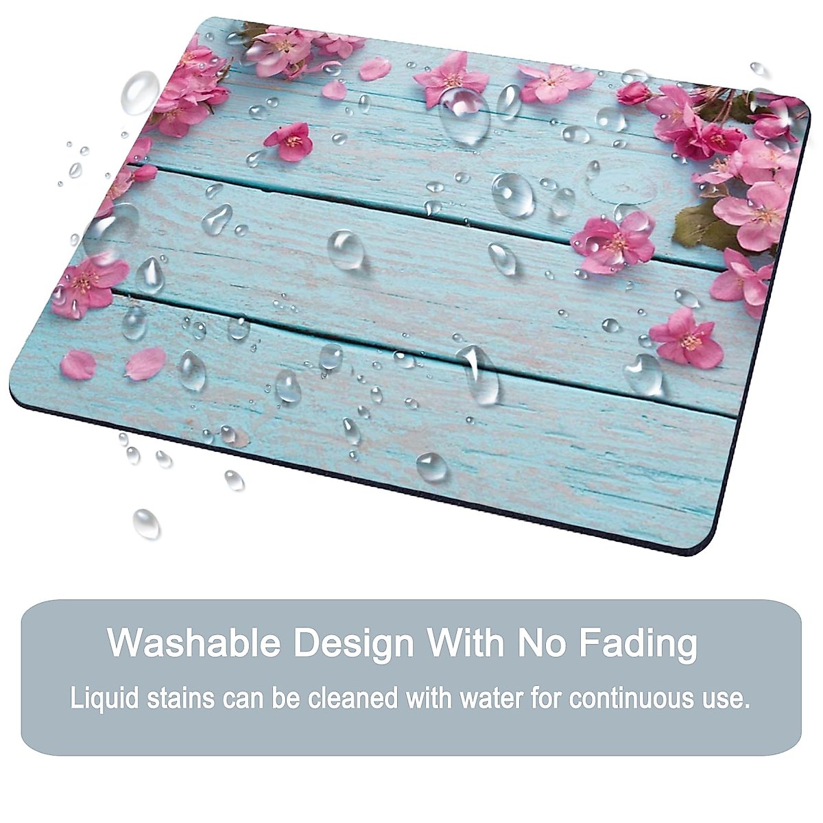Mouse Pad, Square Mousepad, Non-Slip Rubber Base Mouse Mat, Waterproof Gaming Mouse Pad for Wireless Mouse, Computers, Laptop, Office, Home (Flower Petals on The Table)
