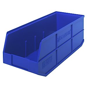 Quantum Storage K-SSB483BL-4 4-Pack Stackable Plastic Shelf Bin, 20-1/2" x 8-1/4" x 7", Blue
