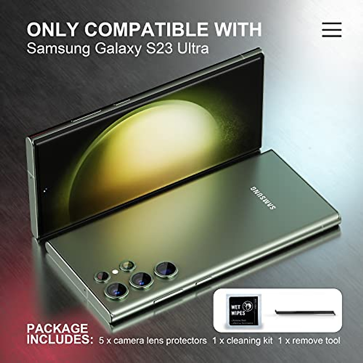 Choiche for Samsung Galaxy S23 Ultra Camera Lens Protector, Scratch-Resistant Tempered Glass with Alloy Edge Camera Cover Screen Protector Decoration Accessories for S23 Ultra 5G 2023 – Green